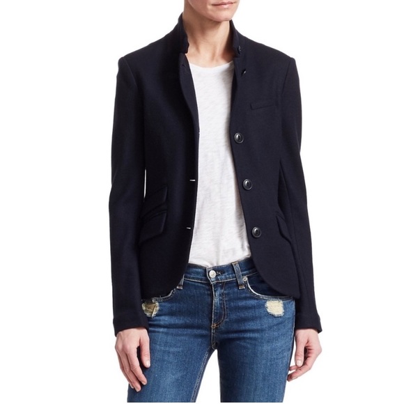 rag & bone | Jackets & Coats | Sold Rag Bone Slade Wool Blend Navy Stand Collar Blazer Jacket ...